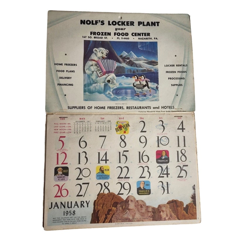 1958 Calendar - Etsy