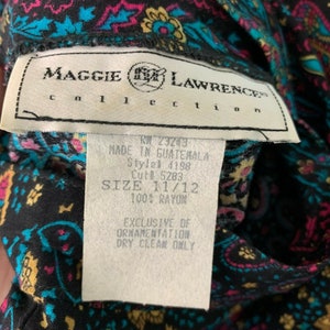 Vintage 80s Maggie Lawrence Shift Dress M Black Paisley Buttons - Etsy