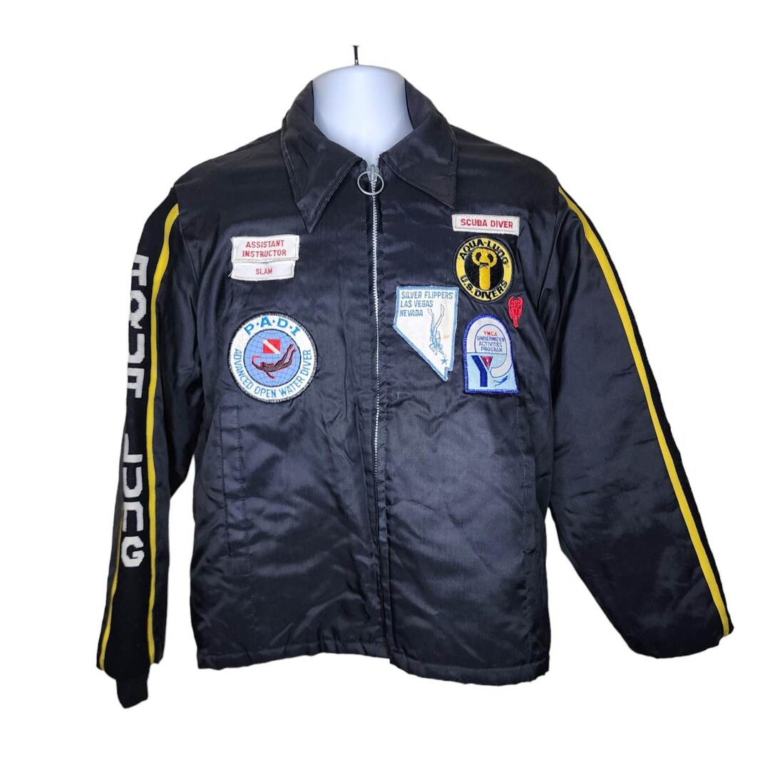 Vintage 70s US Scuba Diver Jacket Patches Mens Size M Black - Etsy