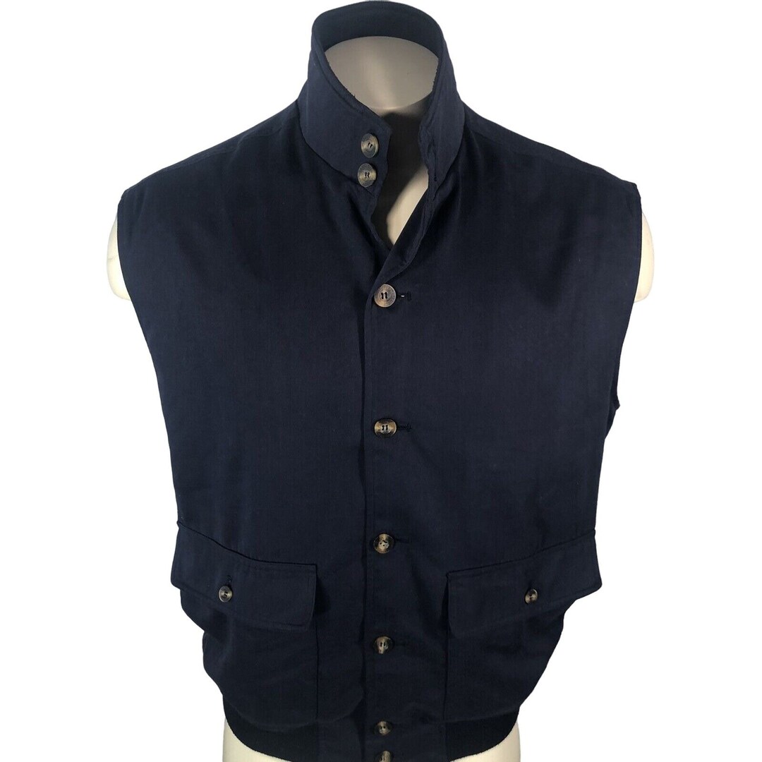 Men's Vintage Travelsmith Navy Blue Soft Cargo Vest Large Pockets ...