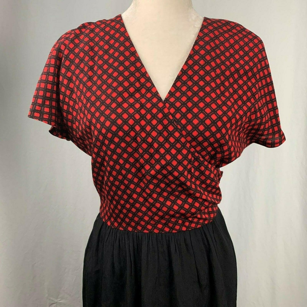 Vintage Jane Singer Dress and Cardigan Set Black and Red Flower - Etsy