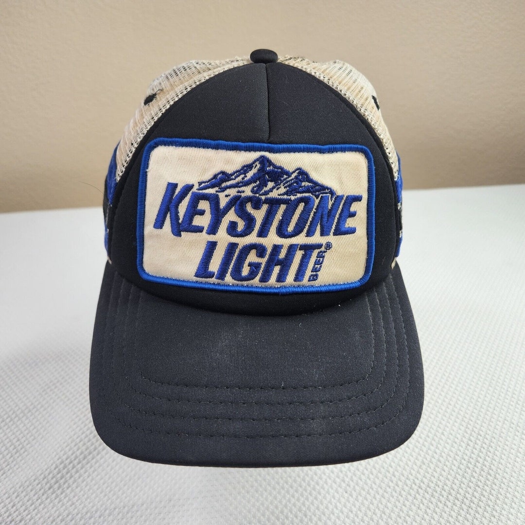 Vintage Coors Keystone Light Beer 3 Stripes Hat Black Blue Snap Back ...