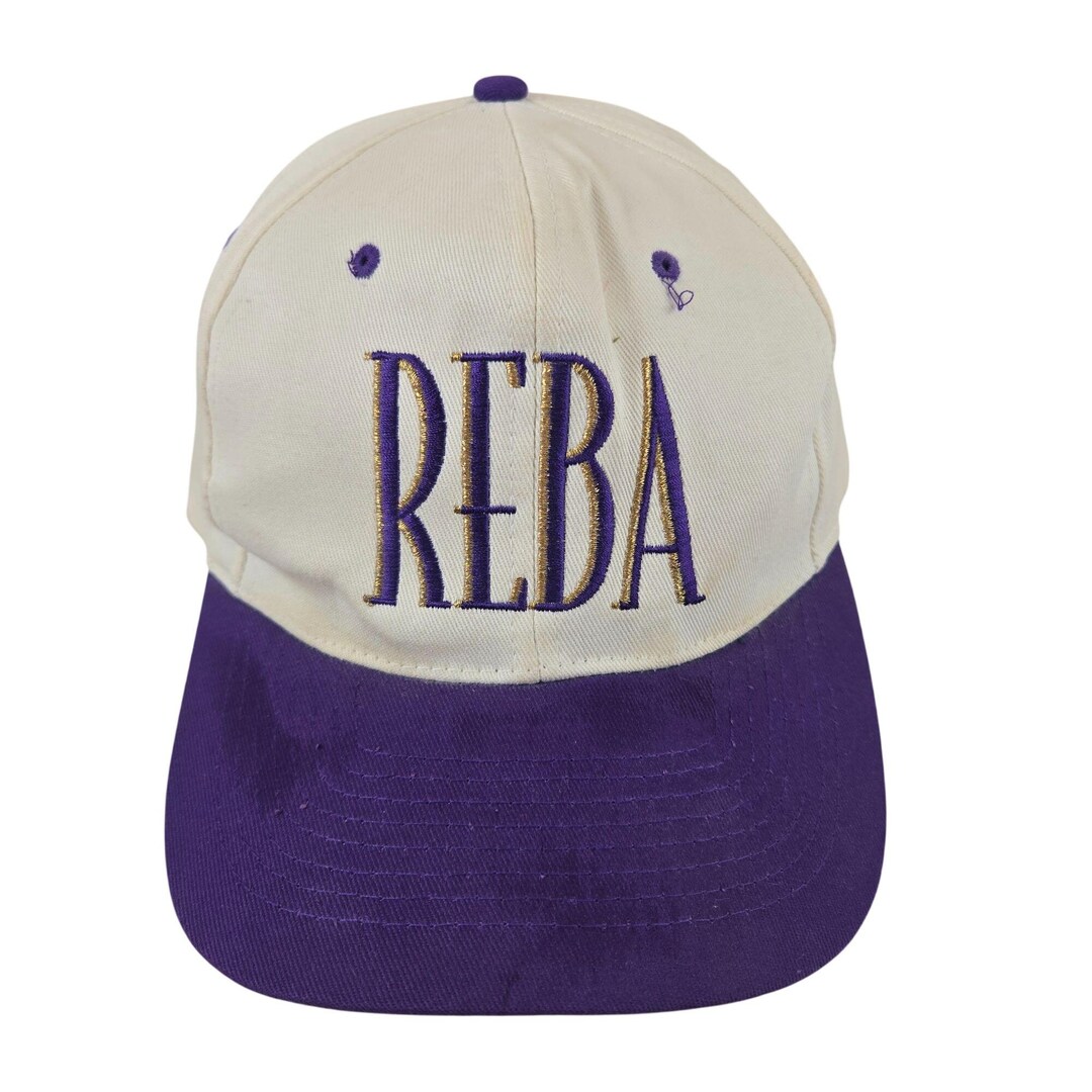 Vintage 90s Reba Embroidered Cap Hat White Purple Snapback Hat Read My ...