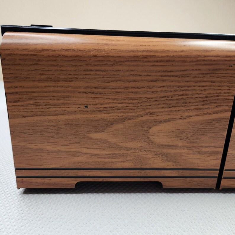 Vintage VHS Tape Holder Faux Wood 2 Drawer Cabinet Storage Case Holds ...