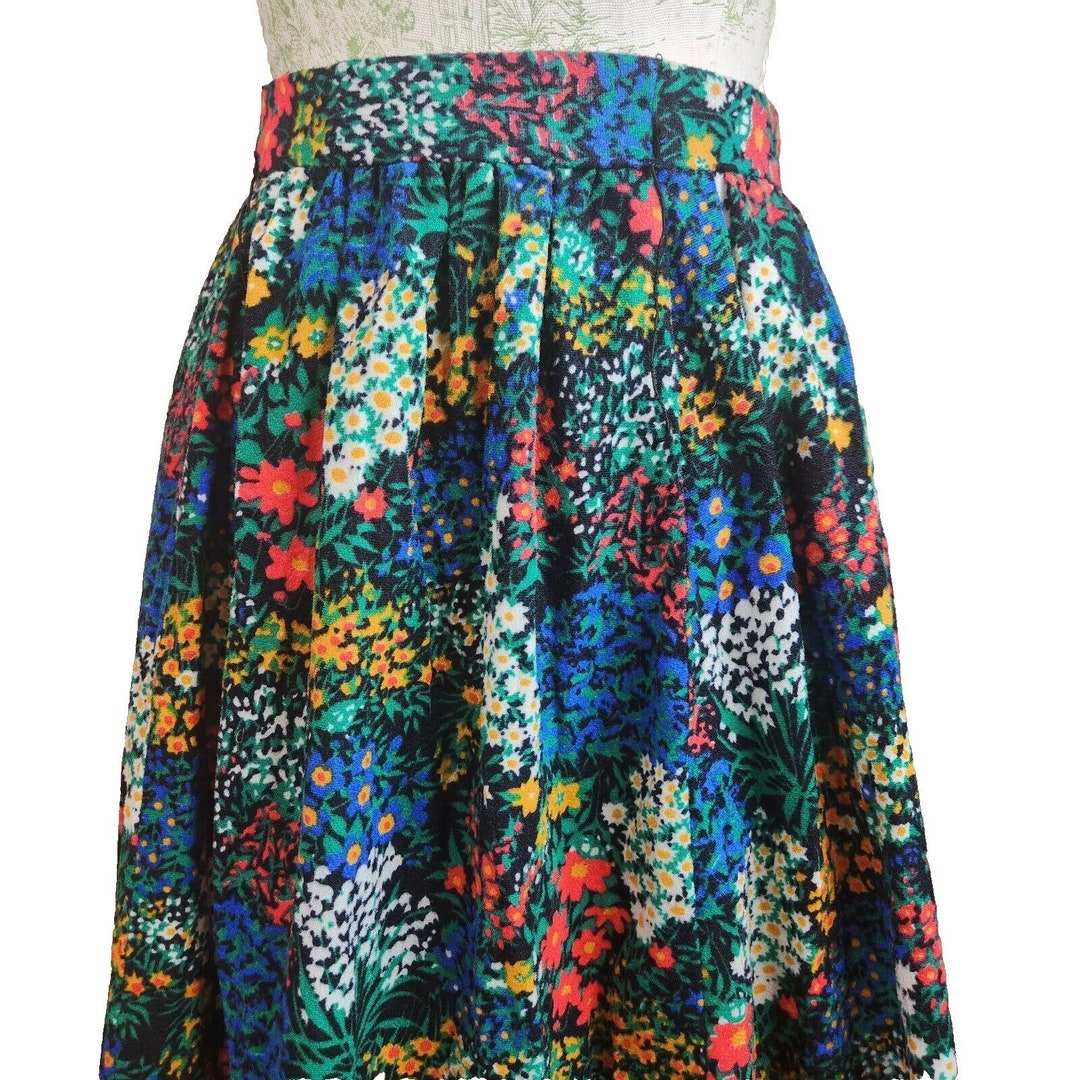 Vintage 70s Fire Islander Red A Line Skirt Rainbow Belt XL Deadstock ...