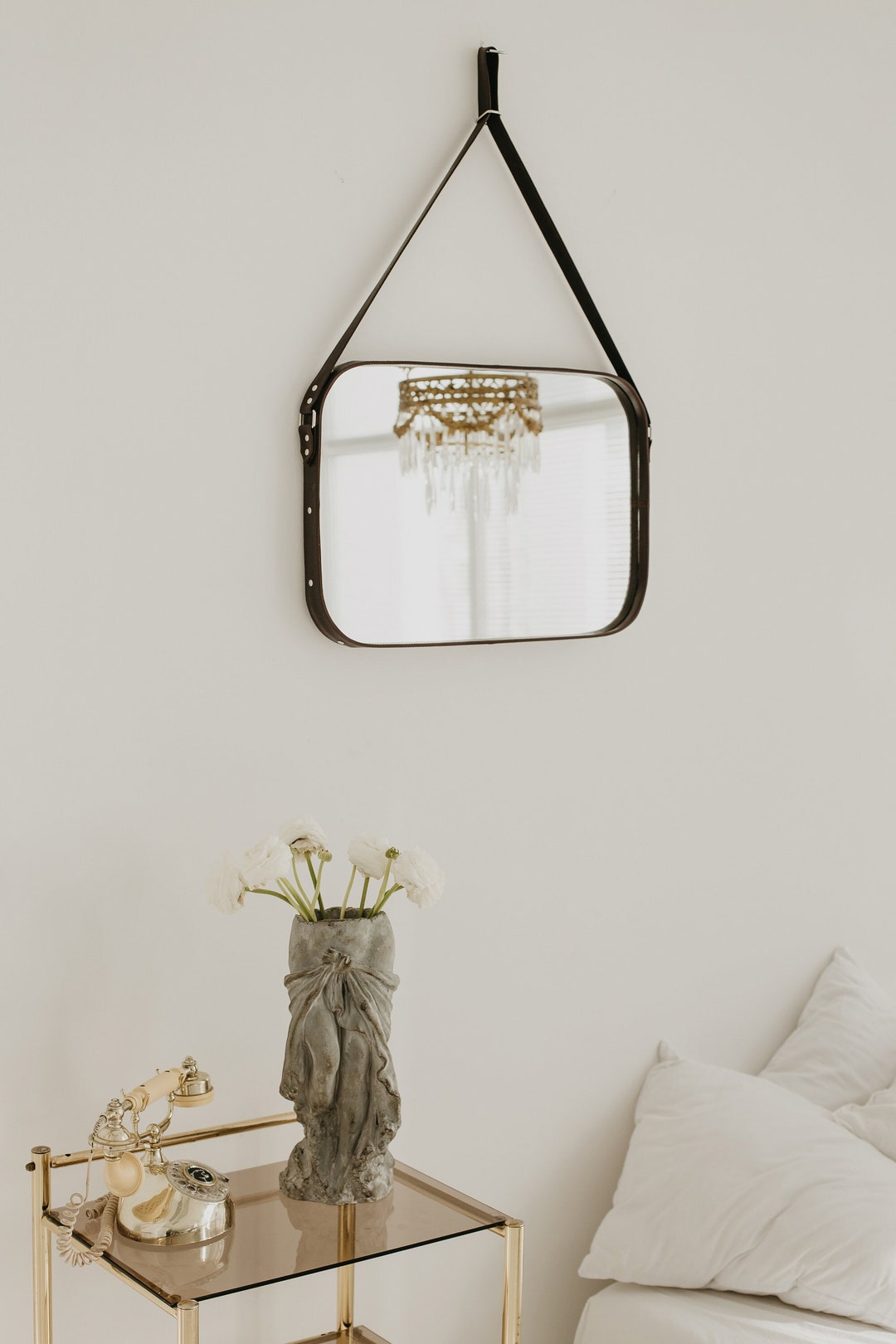 Leather Strapped Mirror Handmade Leather Mirror Straps Wall - Etsy