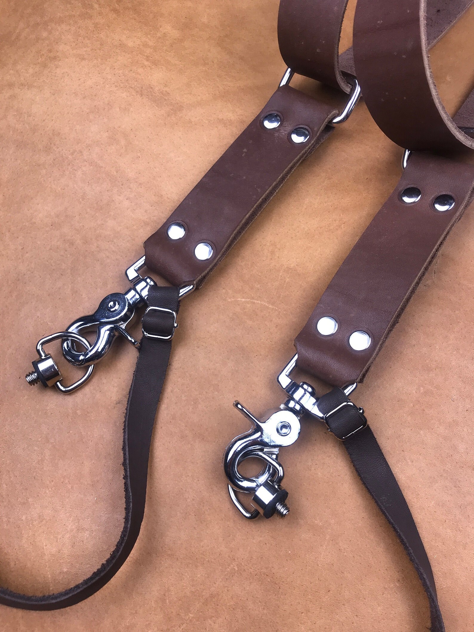 Dual Leather Camera Strap Double Camera Harness Double | Etsy