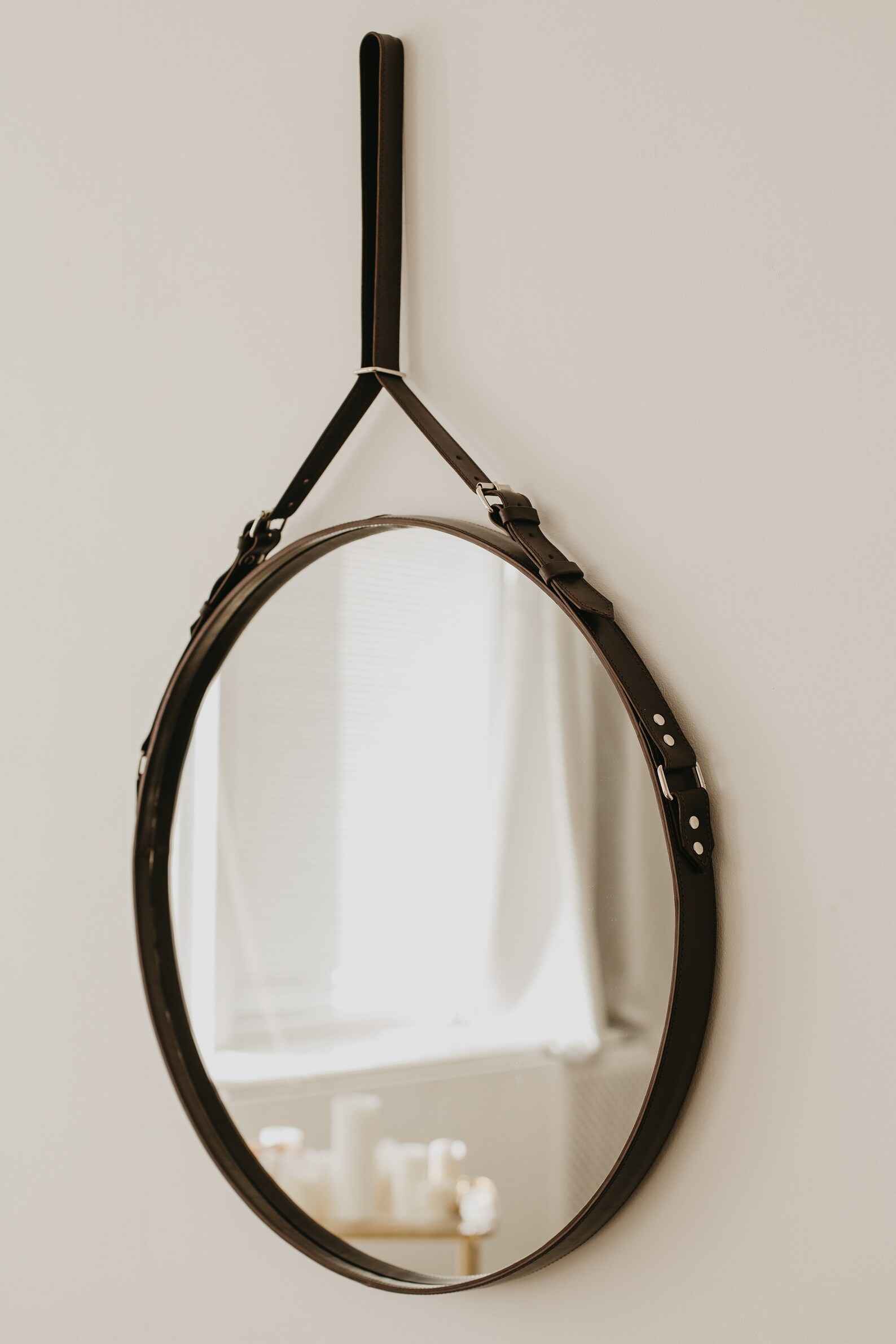 Leather Strapped Mirror Handmade Leather Mirror Straps Wall - Etsy