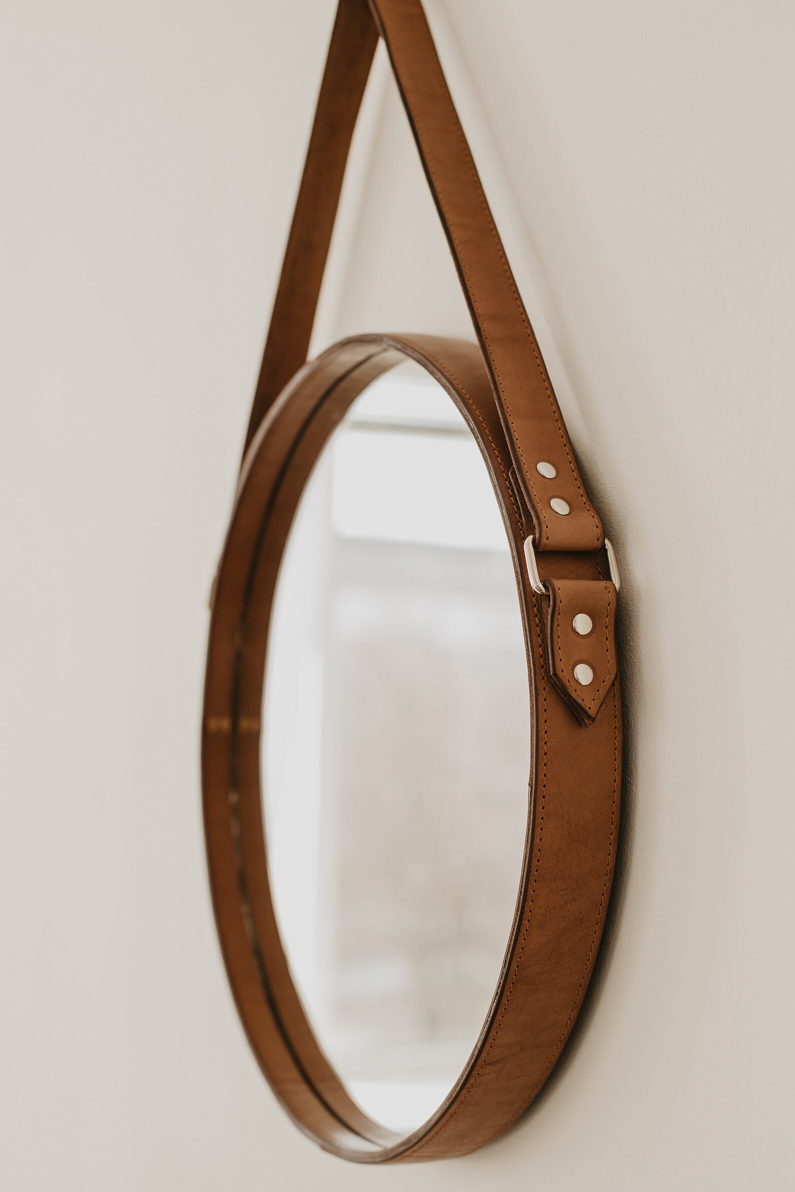 Leather Strapped Mirror Handmade Leather Mirror Straps Wall - Etsy