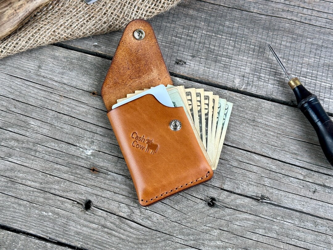 Cashback Leather Wallet, Minimal, Bifold, Flap, Tuck, Strap, Front ...