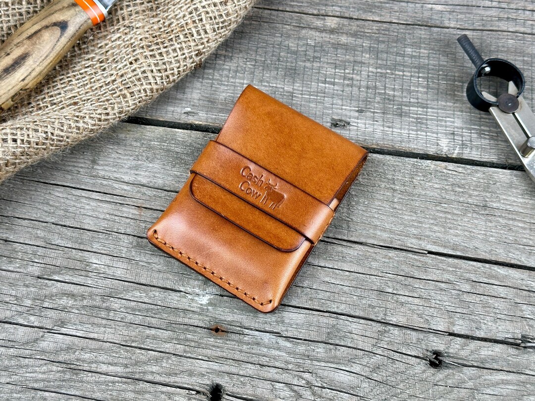 Handmade Full Grain Leather Bifold Wallet: Slim Tuck Strap Design - Etsy