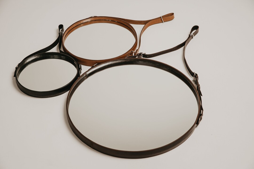 Leather Strapped Mirror Handmade Leather Mirror Straps Wall - Etsy