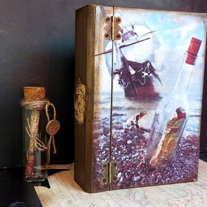 Ship Book Box, Pirate's Ship, Sailing Box, Compass Box, Nautical Decor ...
