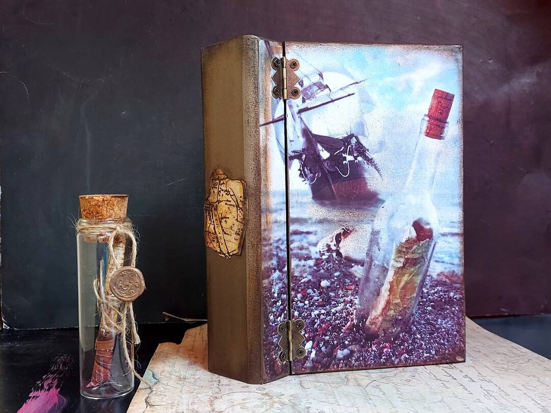 Ship Book Box, Pirate's Ship, Sailing Box, Compass Box, Nautical Decor ...