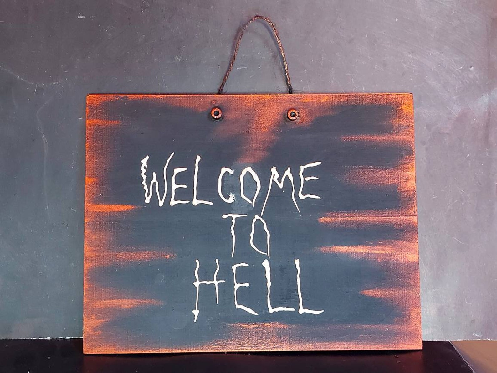 Welcome to hell sign Halloween wall decor Hell wall decor | Etsy