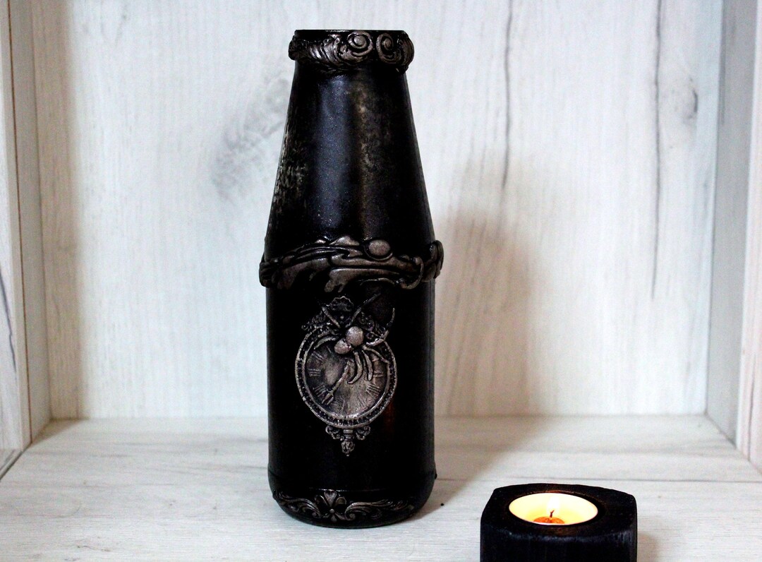 Gothic Black Vase Gothic Bottle Spider Vase Vampire Vase Witchcraft ...