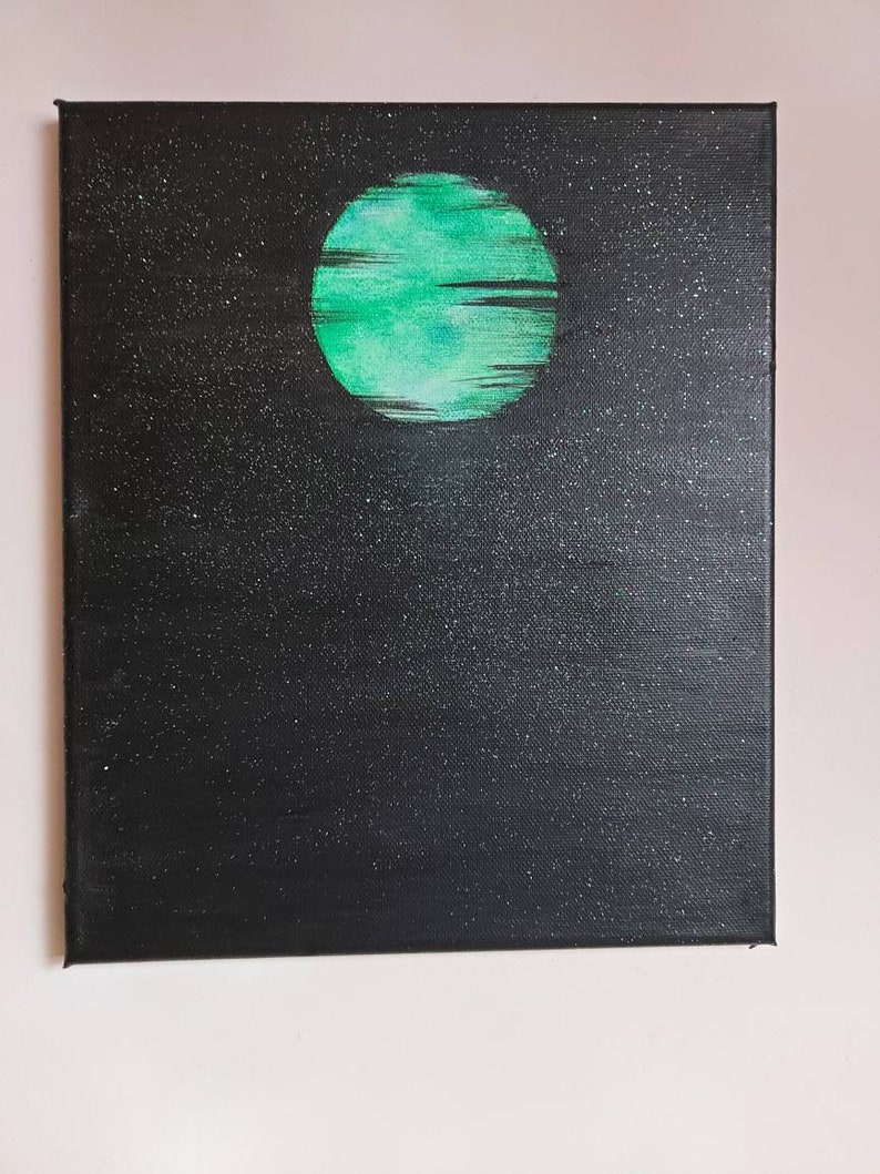 Green Moon Decor Gothic Wall Decor Moon Painting Witch Moon | Etsy