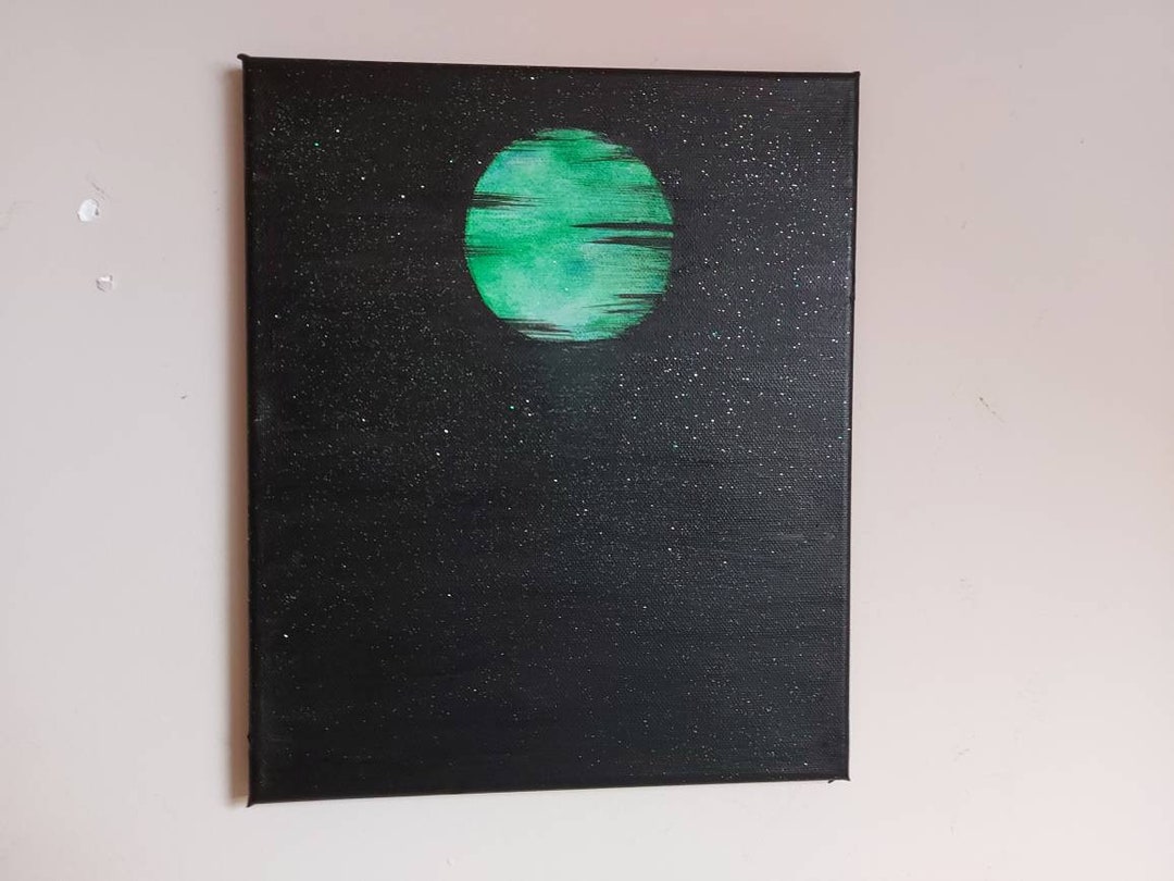 Green Moon Decor, Gothic Wall Decor, Moon Painting, Witch Moon Decor ...