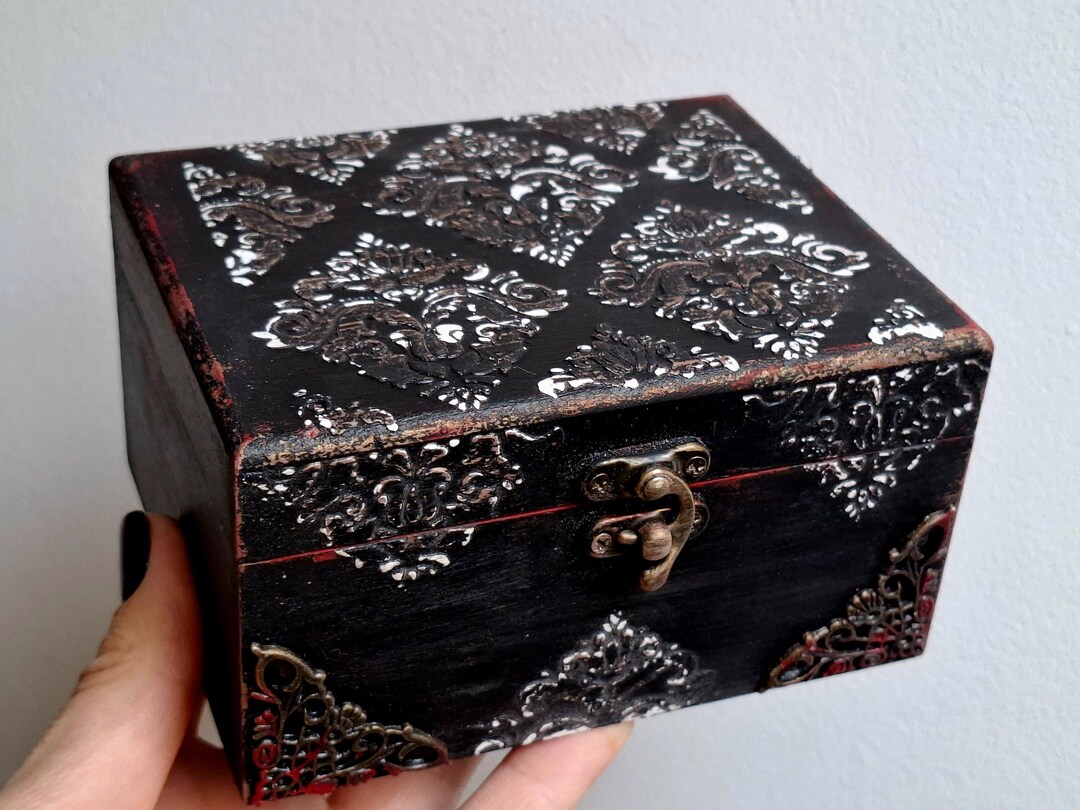 Gothic Damask Box, Gothic Black Box, Goth Damask Decor, Victorian Decor ...