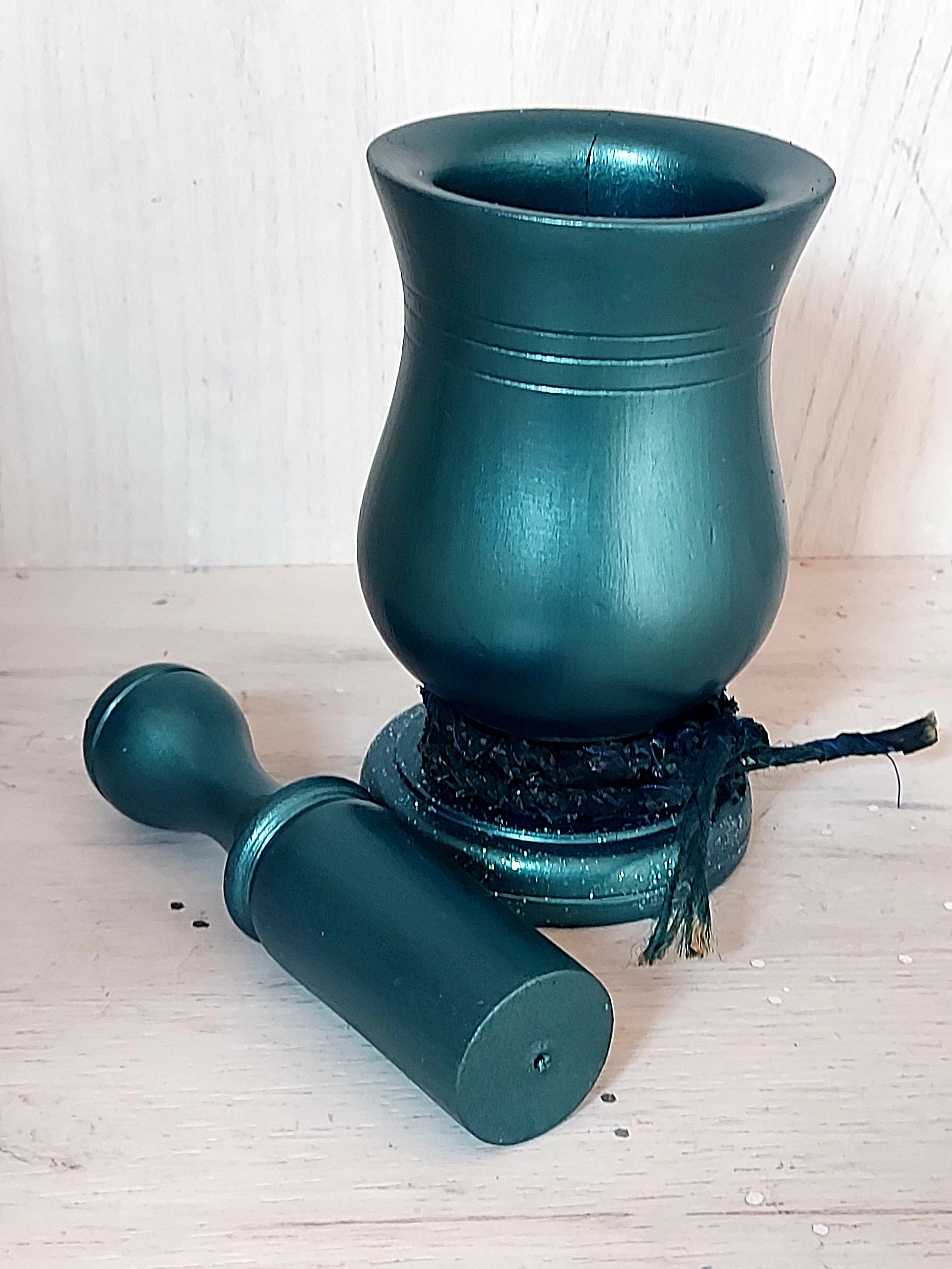 Mortar and pestle Green Mortar Green Witch decor Alchemy | Etsy