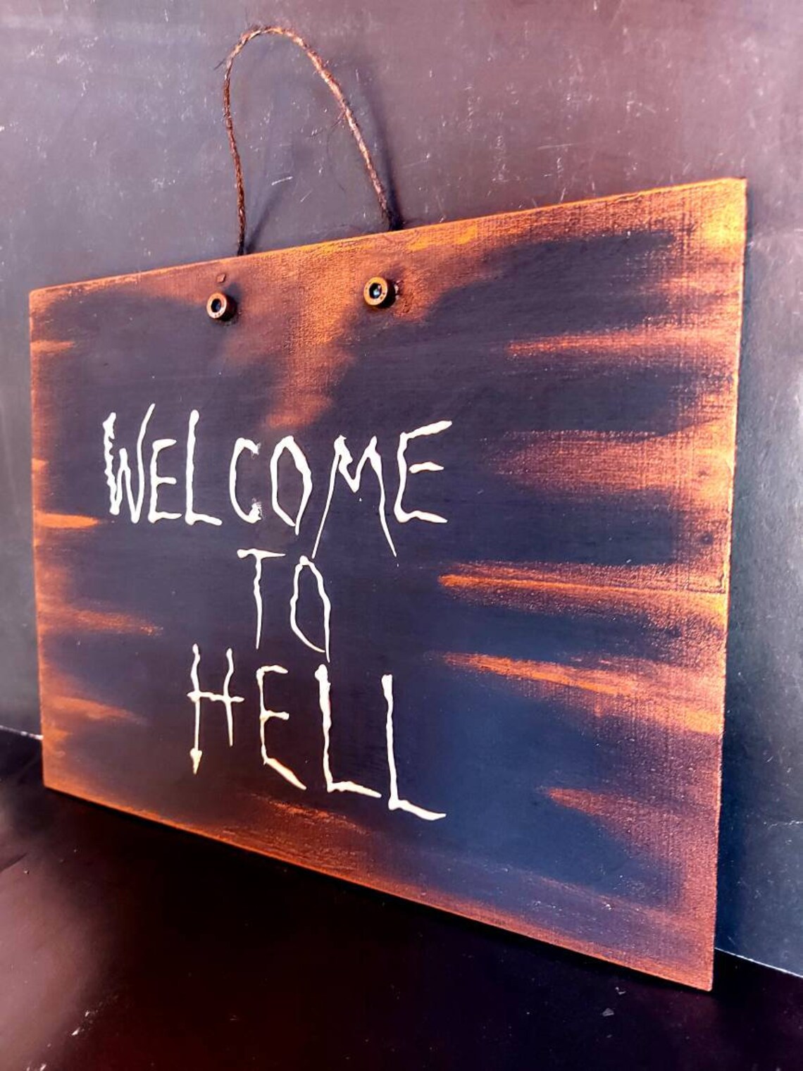 Welcome to hell sign Halloween wall decor Hell wall decor | Etsy