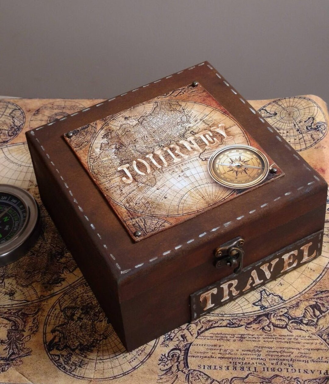 Travel Gift Box, Nautical Decor, World Map Box, Traveling Decor ...