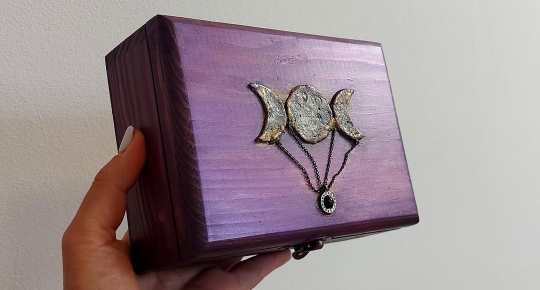 Triple Moon Box Gothic Decor Box Tarot Box Moon Decor Wicca Box ...