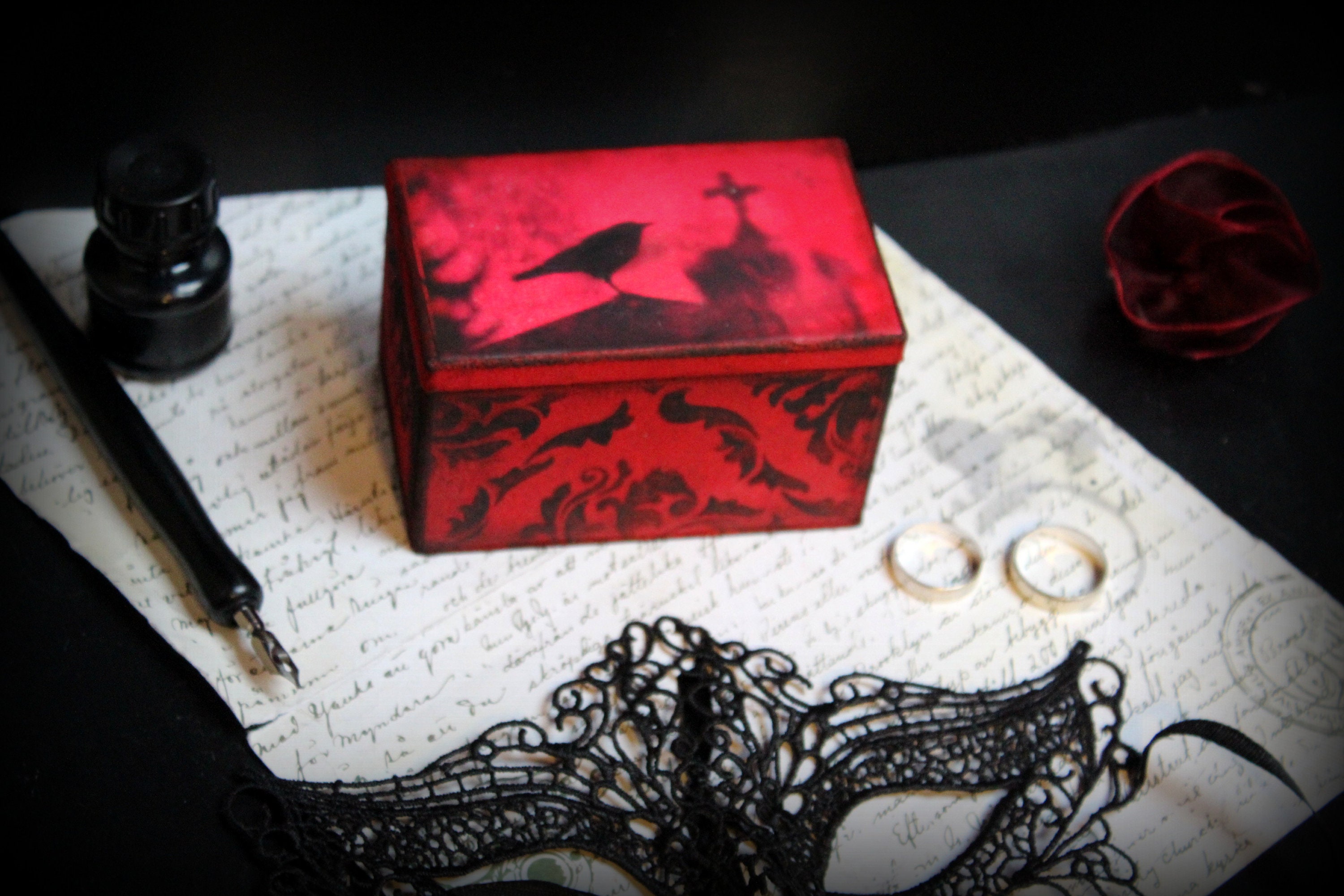 Red Vampire Box Raven Ring Box Gothic Decor Horror Box Vampire | Etsy