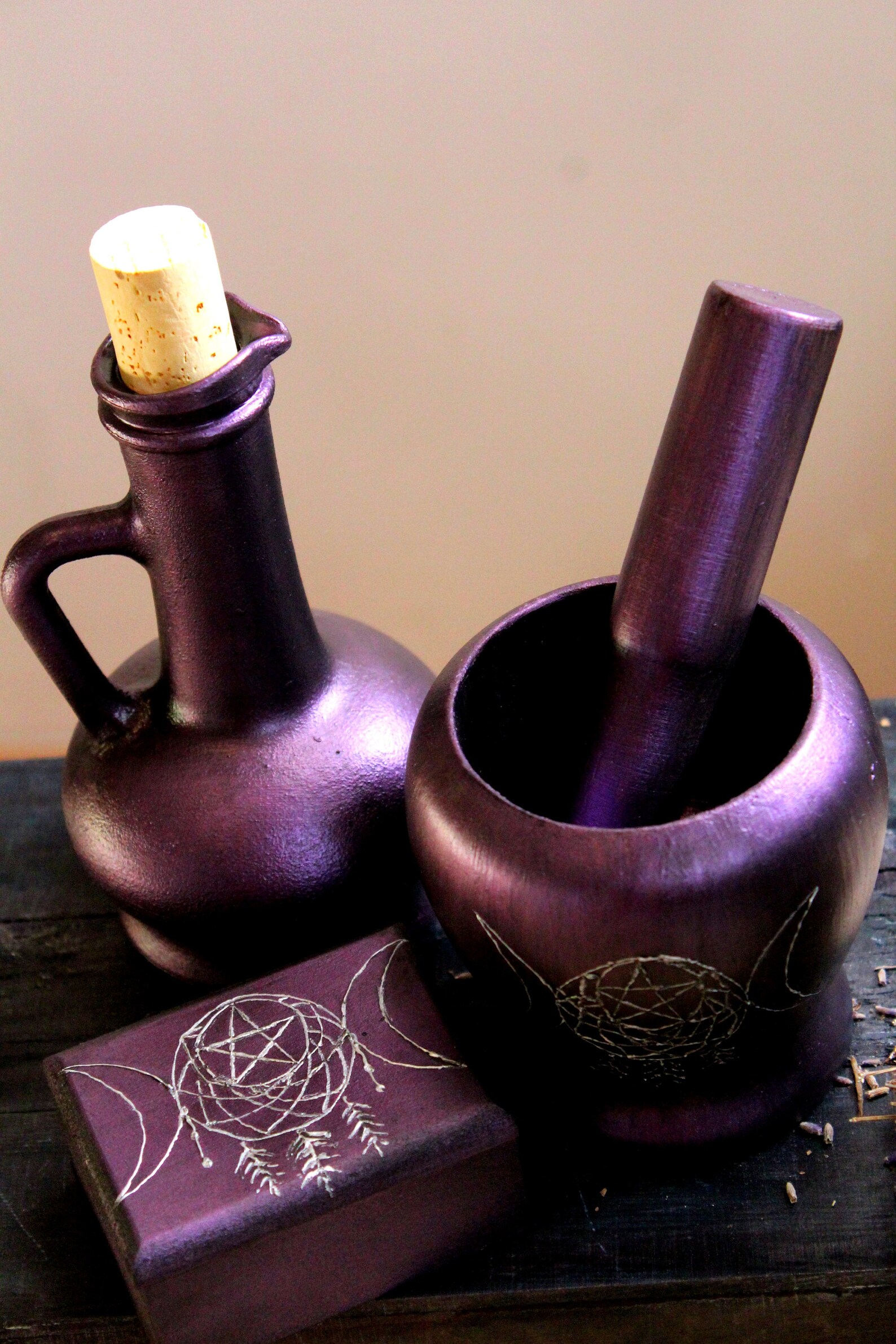 Alchemy Glass Decor Purple Glass Carafe Bohemian Decor - Etsy