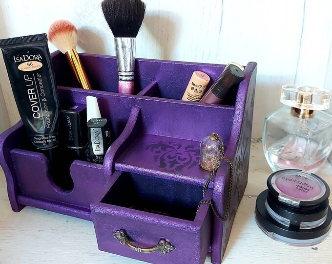Gothic Makeup Holder Makeup Organizer Goth Organizer Damask - Etsy