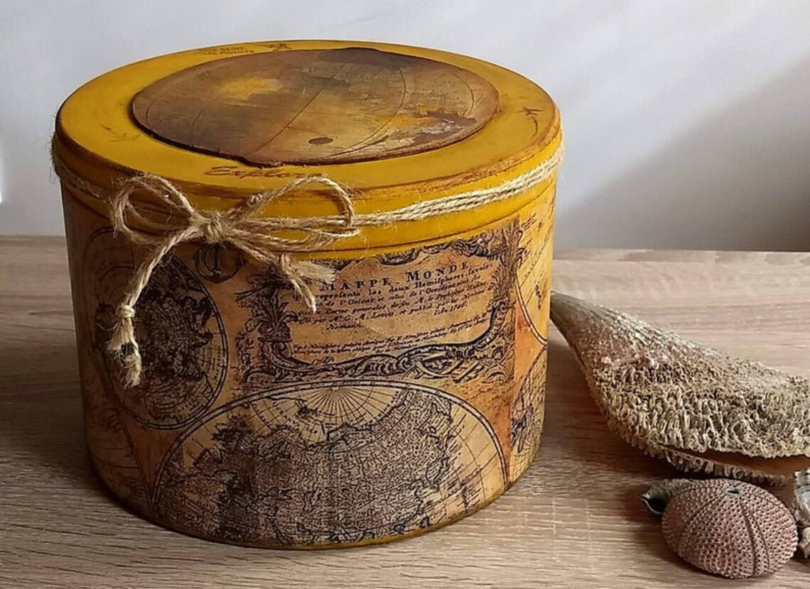 Travel Decor Box World Map Box Travel Agent Gift Nautical | Etsy