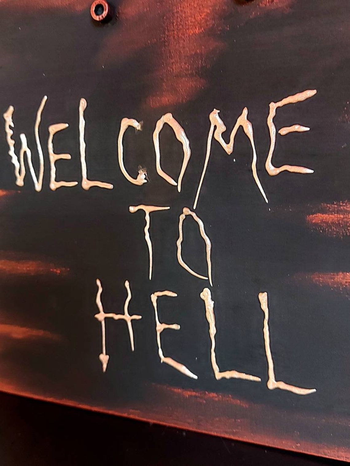 Welcome to hell sign Halloween wall decor Hell wall decor | Etsy