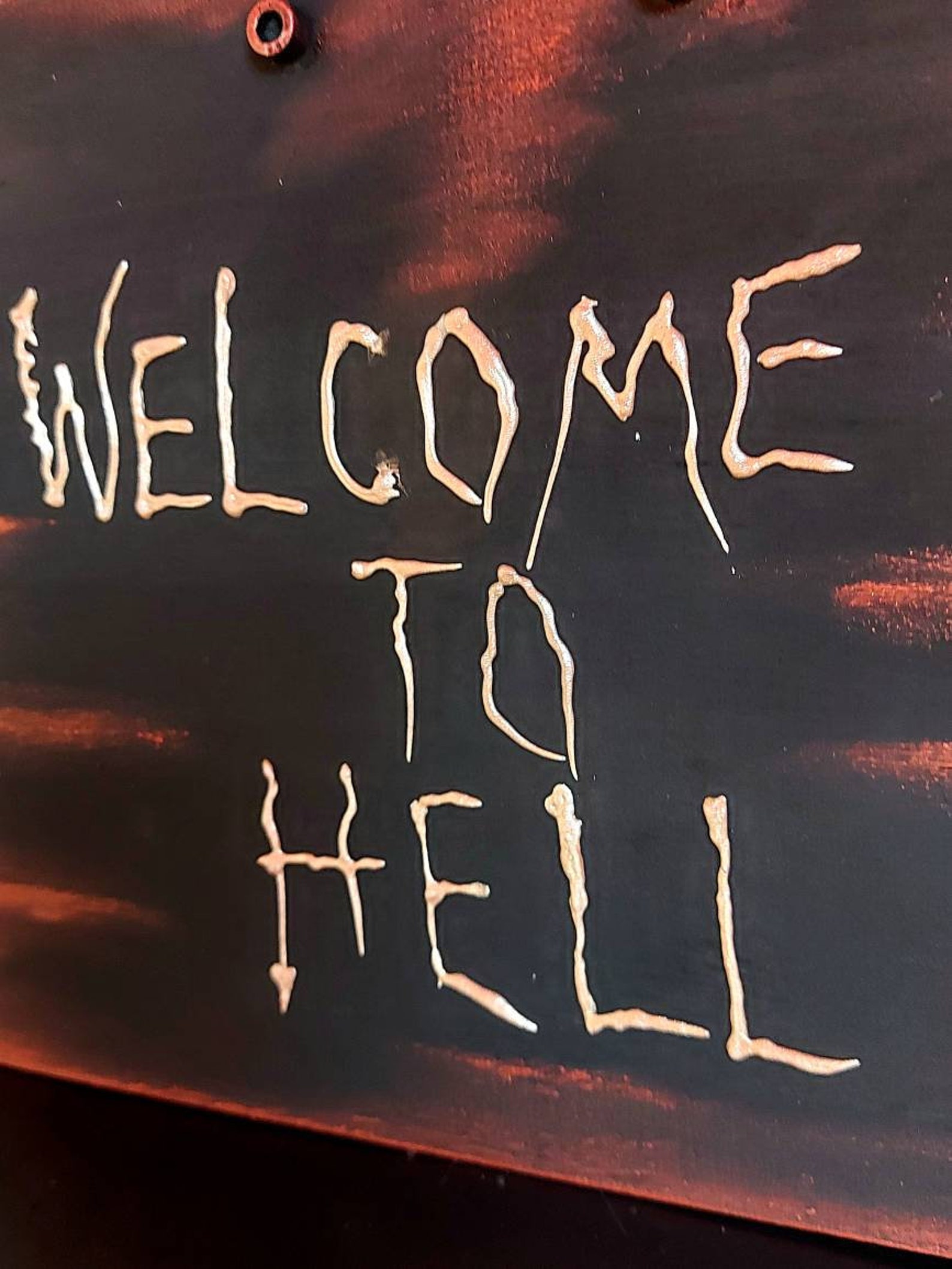 Welcome to hell sign Halloween wall decor Hell wall decor | Etsy
