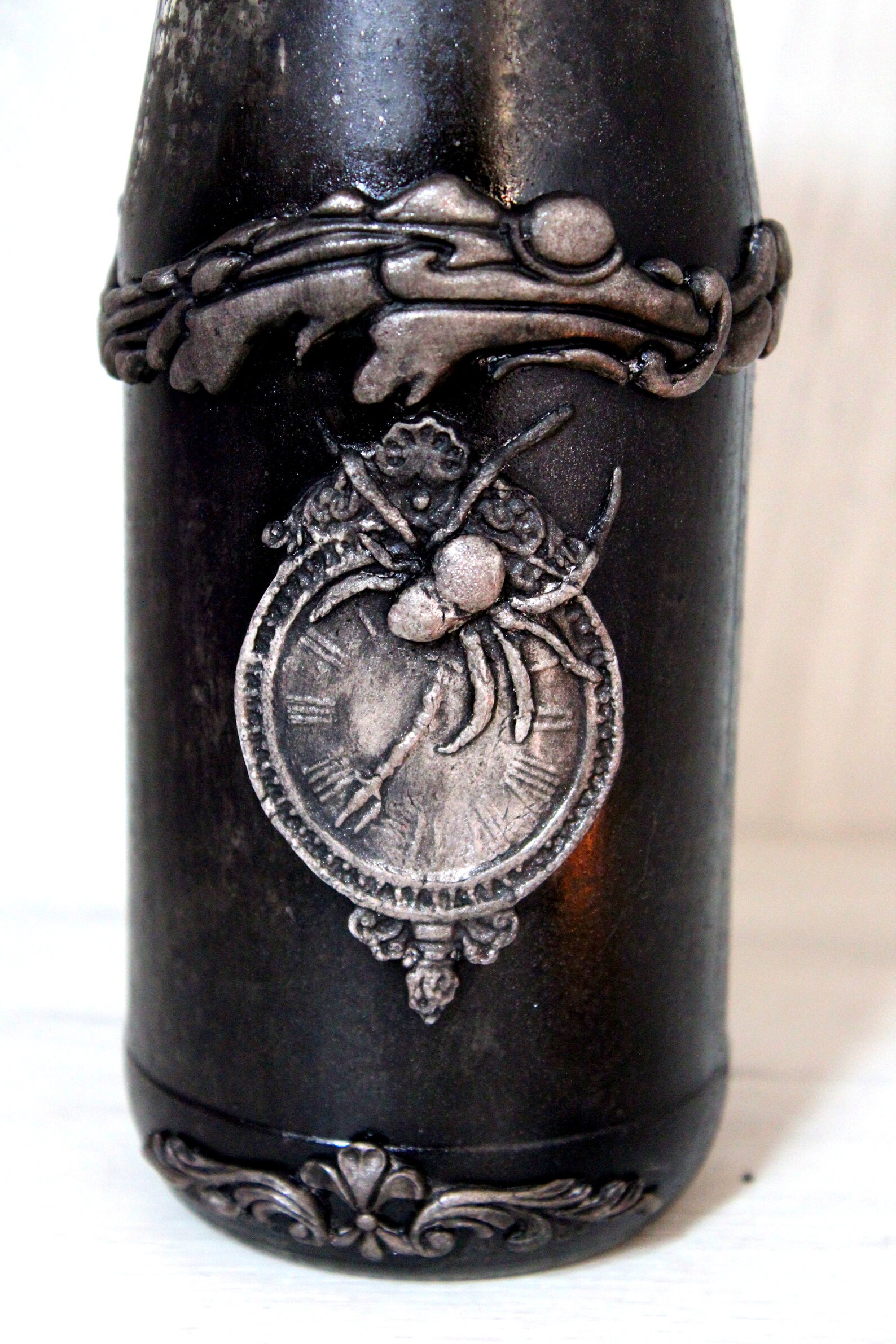 Gothic Black Vase Gothic Bottle Spider Vase Vampire Vase - Etsy