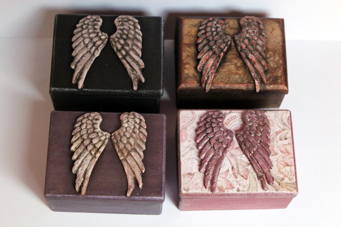 Angel wings box Wedding ring box Gothic wings box Trinket box | Etsy