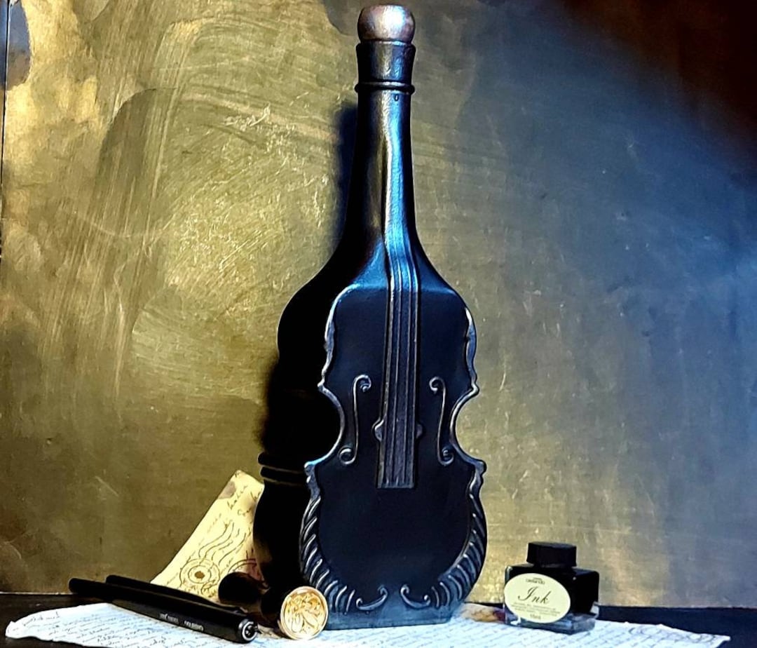 Violin Goth Bottle, Gothic Black Bottle, Gothic Wedding Decor, Alchemy ...