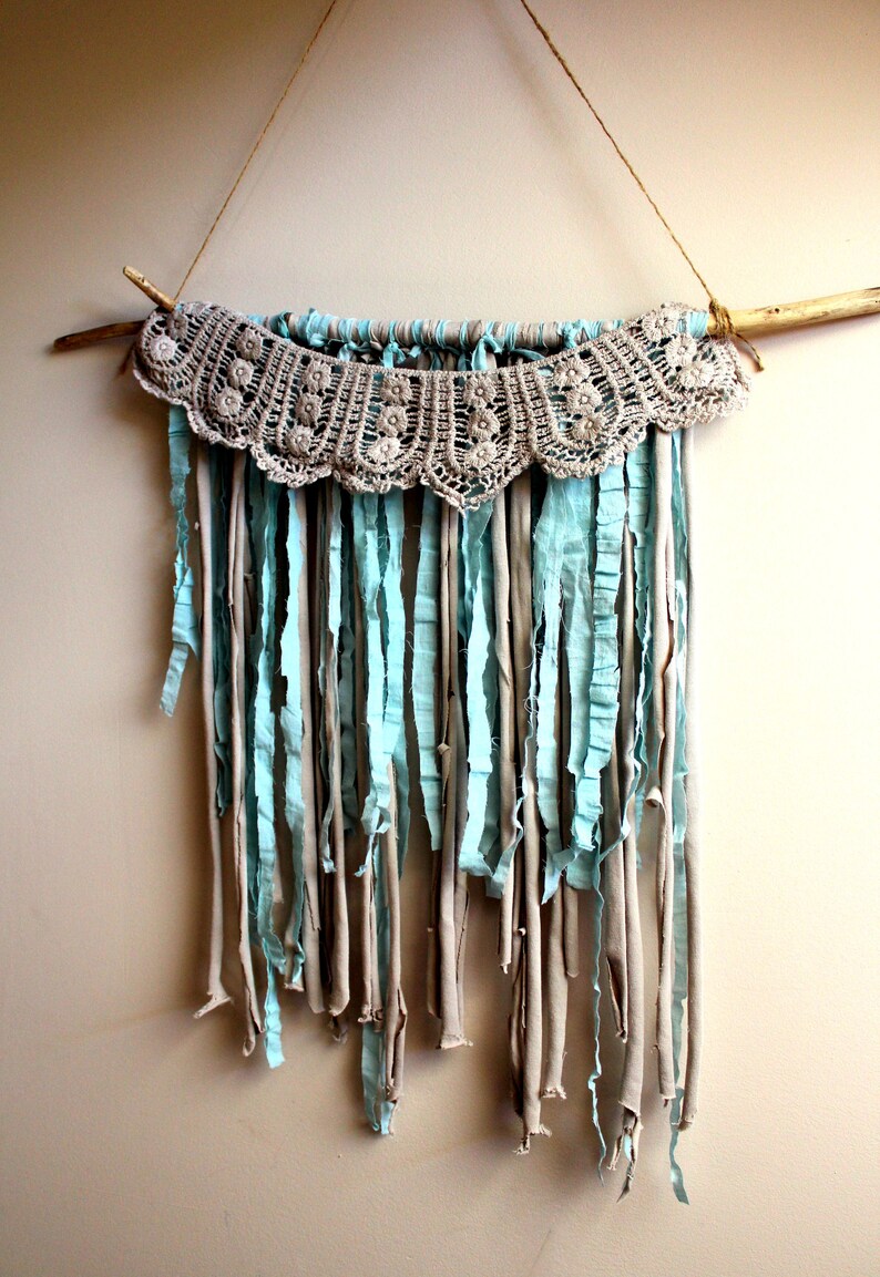 Fabric strips decor Gypsy vibe decor Boho wall hanging Boho | Etsy