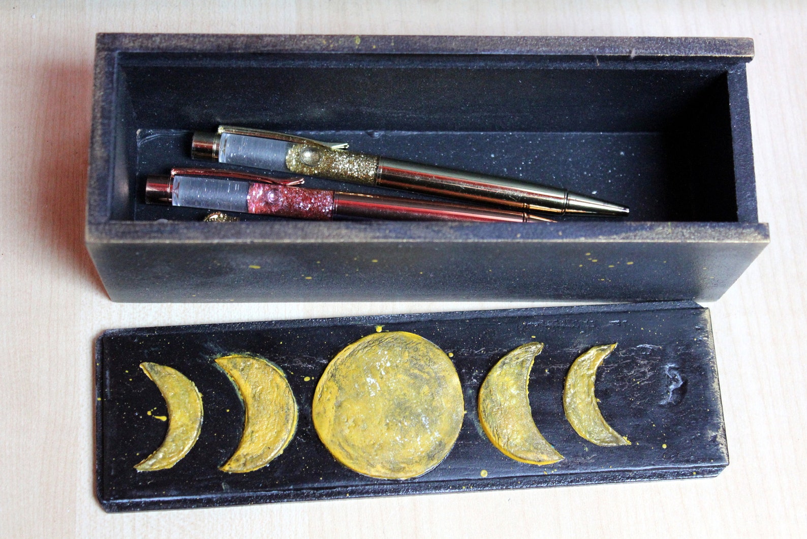 Moon Phases Box Moon Box for Pens Moon Pen Holder Wicca - Etsy