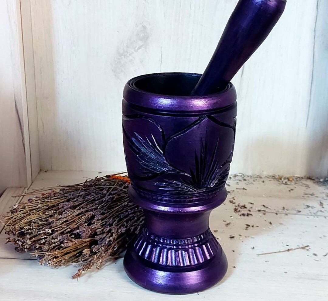 Mortar and Pestle, Purple Mortar Pestle, Witch Mortar Pestle, Witch ...