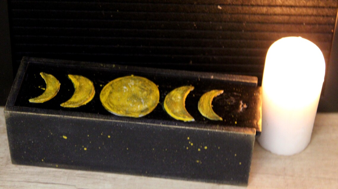 Moon Phases Box Moon Box for Pens Moon Pen Holder Wicca - Etsy