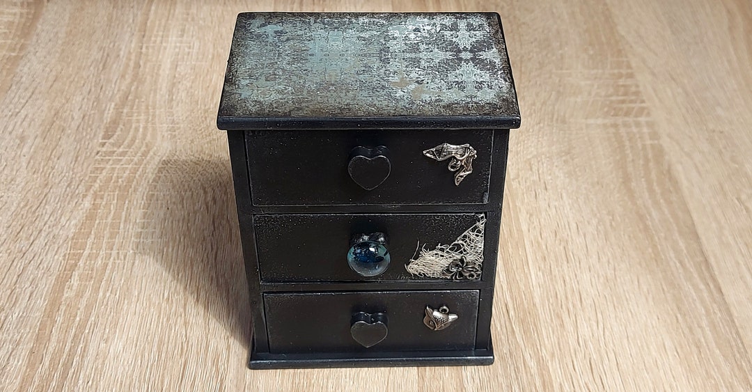 Box With Drawers, Gothic Table Box, Gothic Organizer, Jewelry Organizer ...