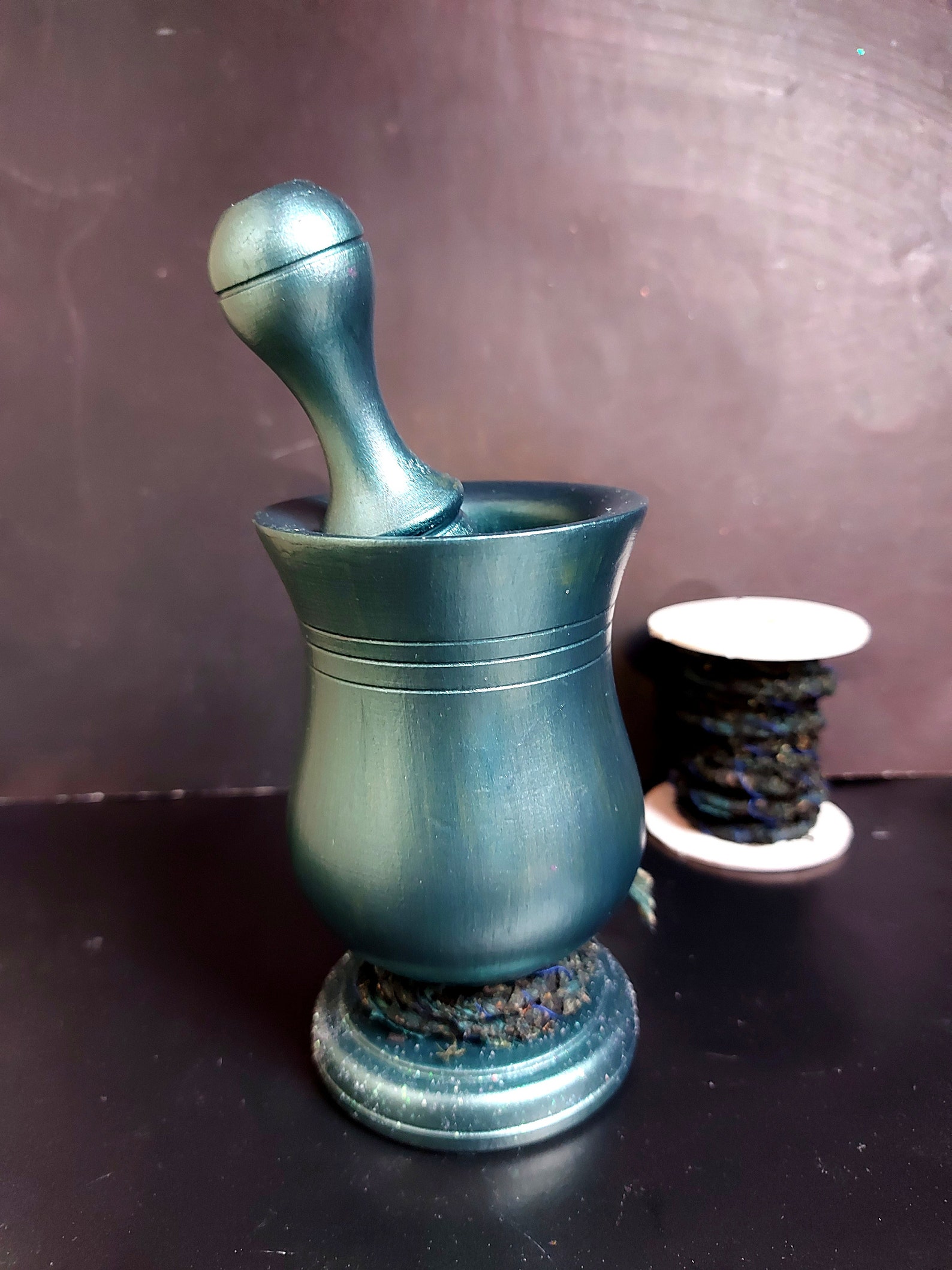 Mortar and pestle Green Mortar Green Witch decor Alchemy | Etsy