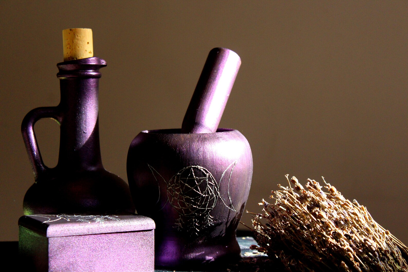Alchemy Glass Decor Purple Glass Carafe Bohemian Decor - Etsy