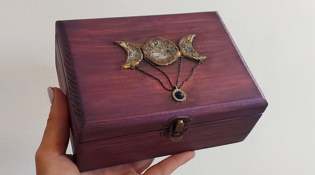Triple Moon Box Gothic Decor Box Tarot Box Moon Decor Wicca - Etsy