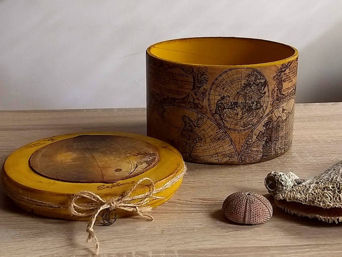 Travel Decor Box World Map Box Travel Agent Gift Nautical | Etsy