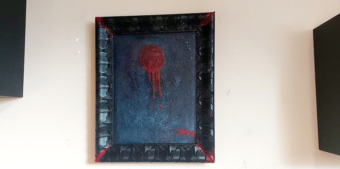 Bleeding Moon Art, Bloody Moon Decor, Gothic Wall Decor, Red Moon Decor ...