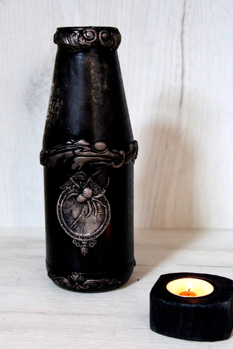 Gothic Black Vase Gothic Bottle Spider Vase Vampire Vase - Etsy