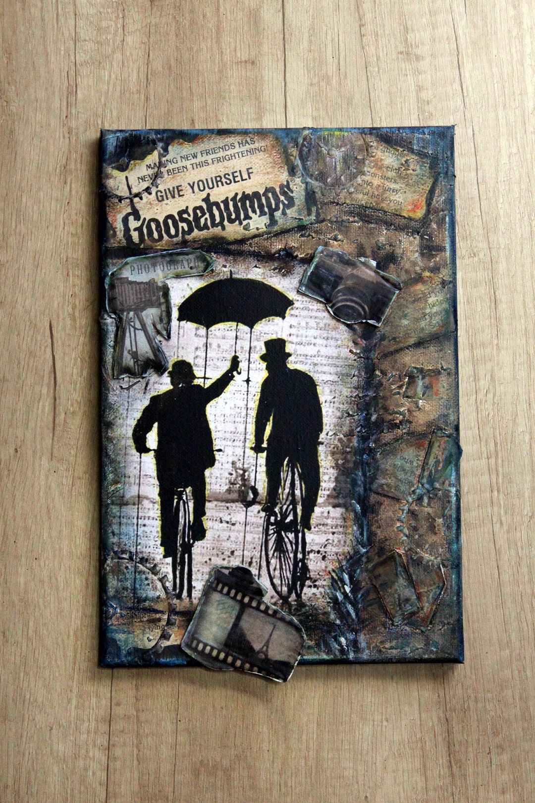 Goosebumps Painting Horror Decor Halloween Decor Mix Media Collage Wall ...