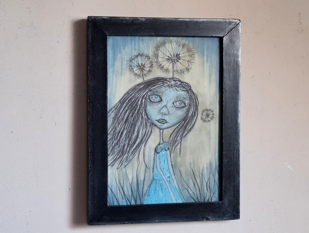 Dandelion Girl, Forest Girl in Frame, Gothic Drawing, Gothic Forest ...