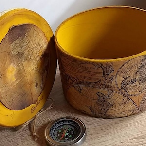 Travel Decor Box, World Map Box, Travel Agent Gift, Nautical Decor Box ...